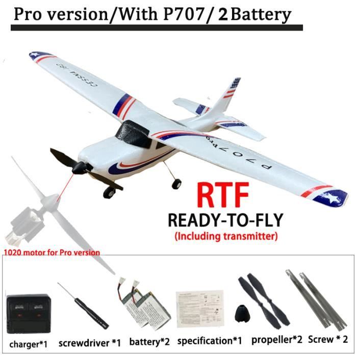 P707 Pro 2 piles-Avion F949 Pro Version 2022g 3ch Rc 3d-6g À Aile Fixe ...