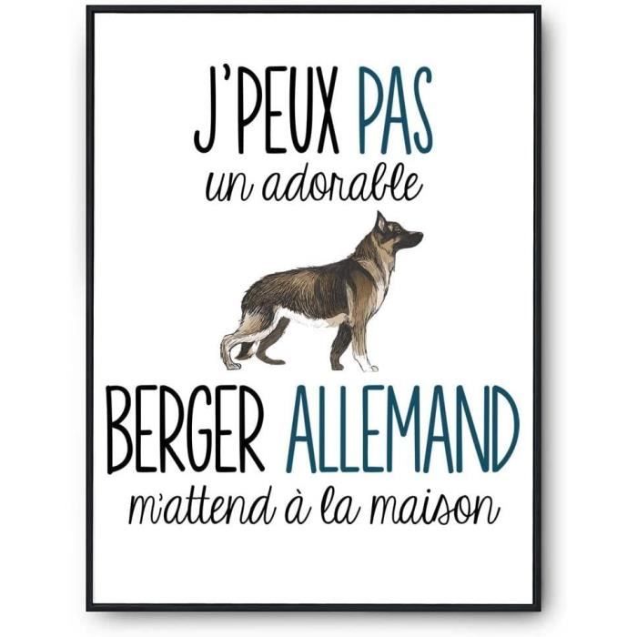 Affiche J'Peux Pas Berger Allemand| Poster Animaux Tableau Humour Pour ...