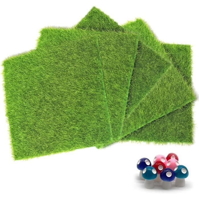 Tapis De Pelouse Verte Artificielle 5 Pièces Faux Gazon Mini Simulation Gazons Tapis D'Herbe ...