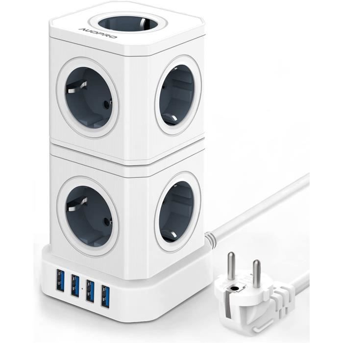 Tour Multiprise USB,Multiprise Electrique avec 10 Prises (2500W-10A) et ...