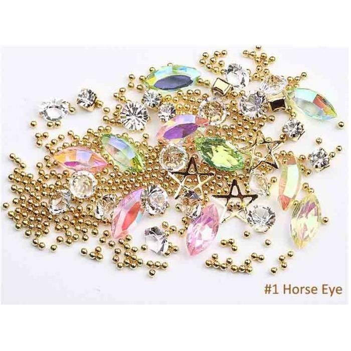 1 -Strass mélangés en acier colorés 3D, accessoires de décoration pour ...