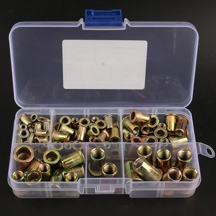 Kit d'écrou à rivet 100pcs écrou à rivet en acier au carbone galvanisé ...