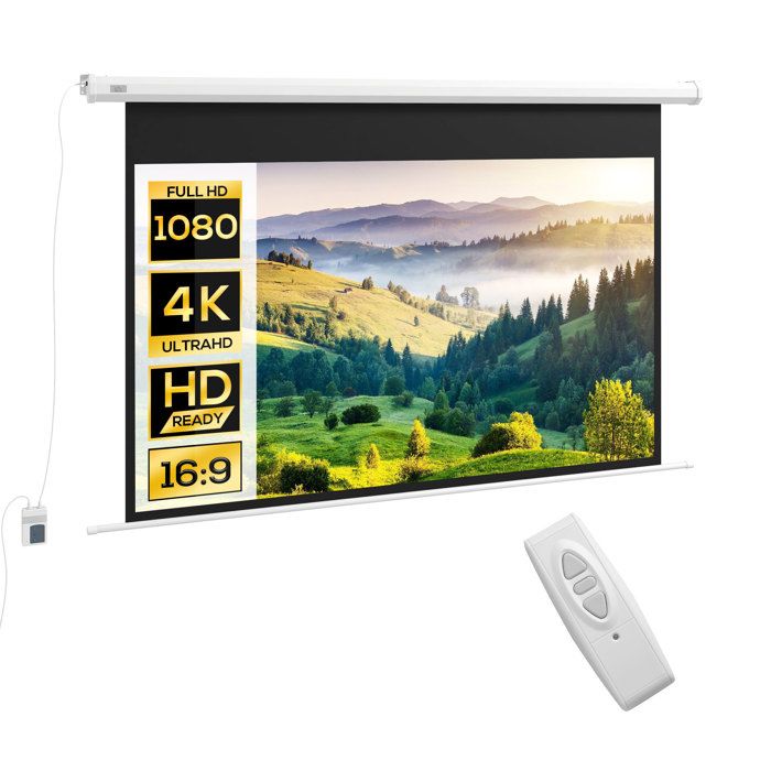 HOMCOM - Écran de projection - Plastique - 293.5x8x176cm - Blanc ...
