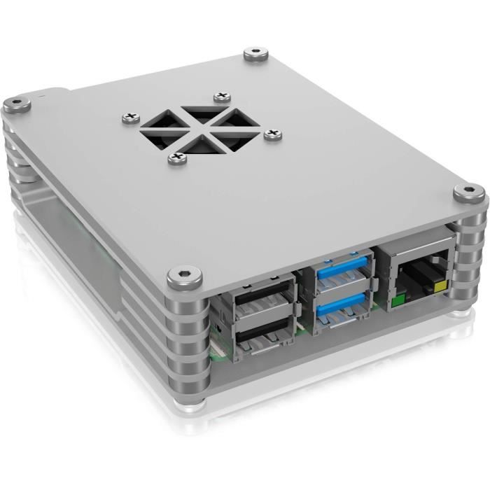Boîtier en aluminium pour Raspberry Pi 4 - ICY BOX - Dissipateur ...