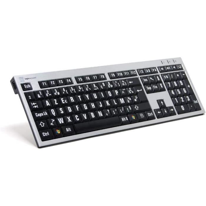 Clavier XL-Print Slim Alu White on Black PC/FR Azerty - Cdiscount ... Clavier XL-Print Slim Alu White on Black PC/FR Azerty - Cdiscount ...