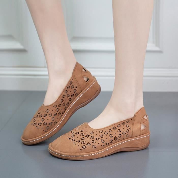 OS Chaussures plates pour femmes à la mode, talons compensés creux ...