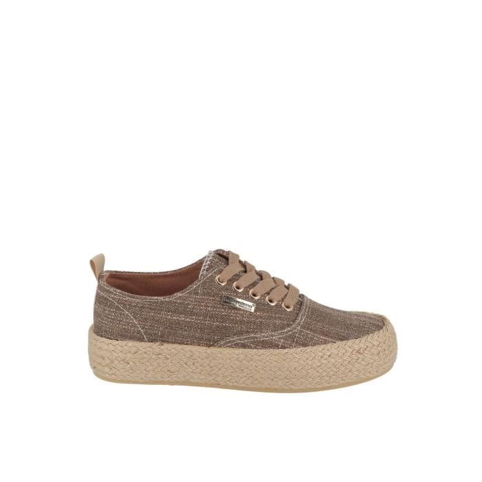 Basket Toile Semelle Compensée Mafalda Marron - Cdiscount Chaussures