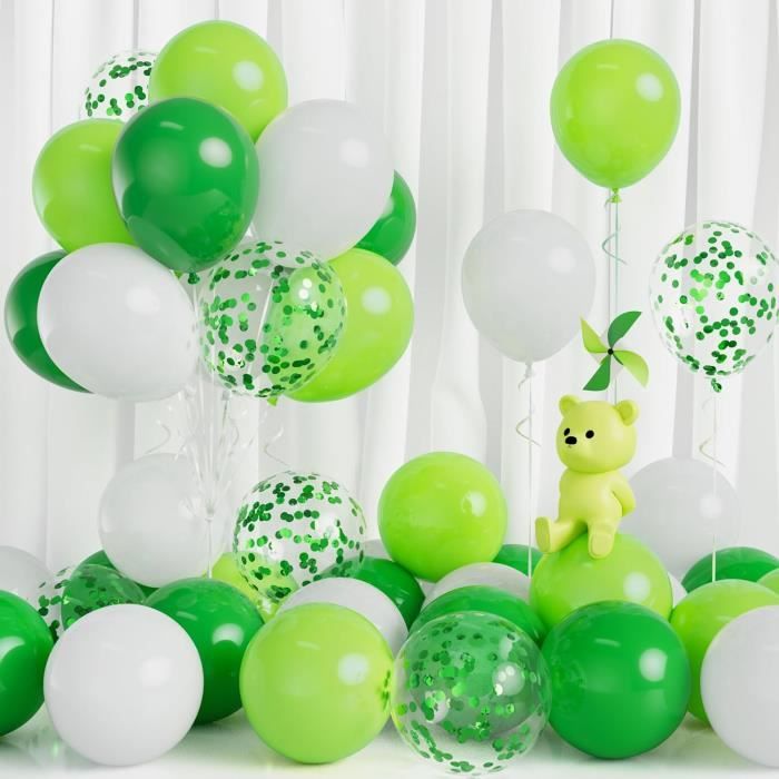 Ballons Vert Blanc, 30Pièces Blanc Vert Fruit Confetti Ballon Avec ...