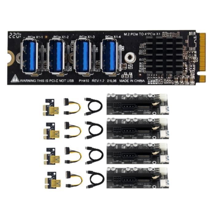 Cartes D'Extension M.2 M-Key Pcie + Câble Riser PCIE M.2 Vers Pci-E X1 ...