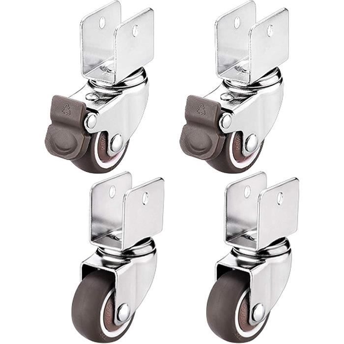 Roues De Roulettes Mobiles Silencieuses De 40 Mm, Support En U 18-20-22 ...