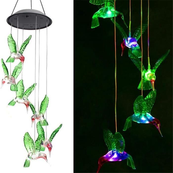 BORNE SOLAIRE ,Painted Hummingbird-Solar Power--Lampe solaire'extérieur ...
