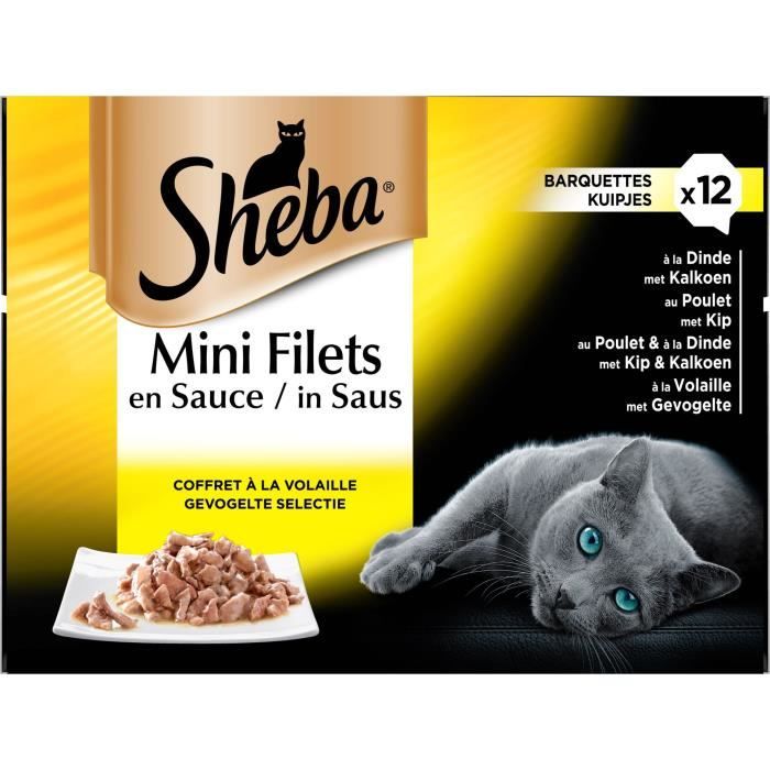 SHEBA Mini filets barquettes en sauce - A la volaille - Pour chat - 12 ...