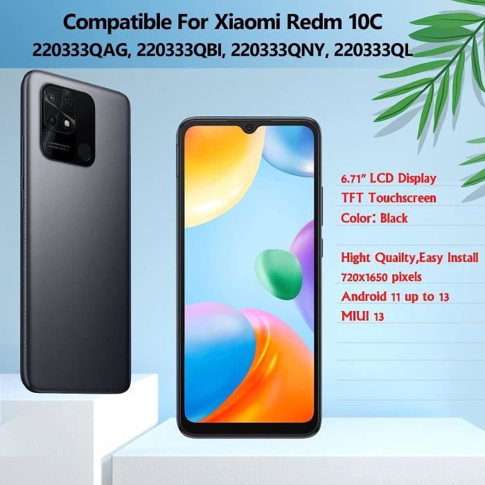 6.71'' Noir Écran Complet Tactile pour Xiaomi Redmi 10C 220333QAG ...