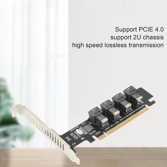 Carte Adaptateur Pcie X16 Vers 4 Ports U.2, Pcie X16 Vers U.2 Nvme Sff ...