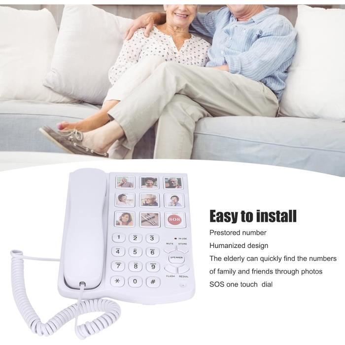 Téléphone Filaire À Gros Boutons, Téléphone Filaire Pour Malentendants Et Malvoyants Pour ...