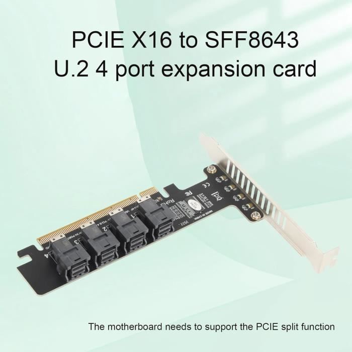 Carte Adaptateur Pcie X16 Vers 4 Ports U.2, Pcie X16 Vers U.2 Nvme Sff ...