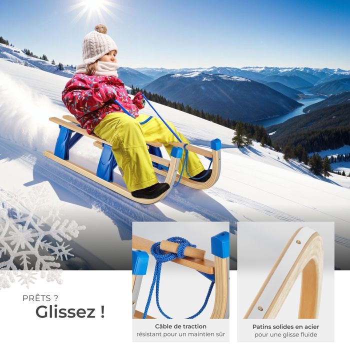 Traineau - TECTAKE - Luge pliable JEFFREY en bois de hêtre et plastique ...