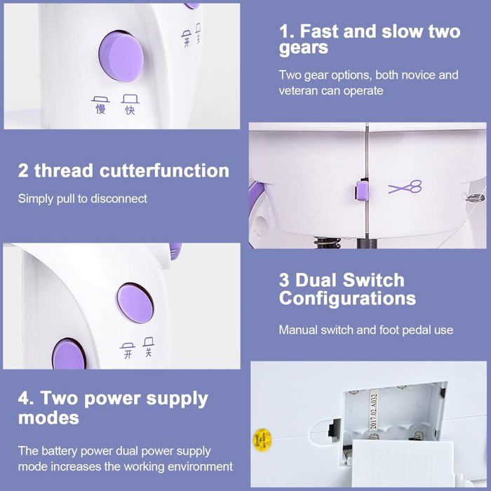 Electronic Sewing Machine Mini Sewing Machine Double Thread 2 Speeds ...