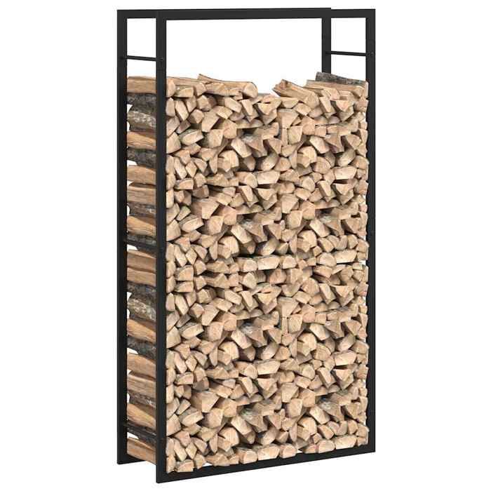 KALISSE®Étagère à bois de chauffage - Range Bûches hiver - Noir mat ...