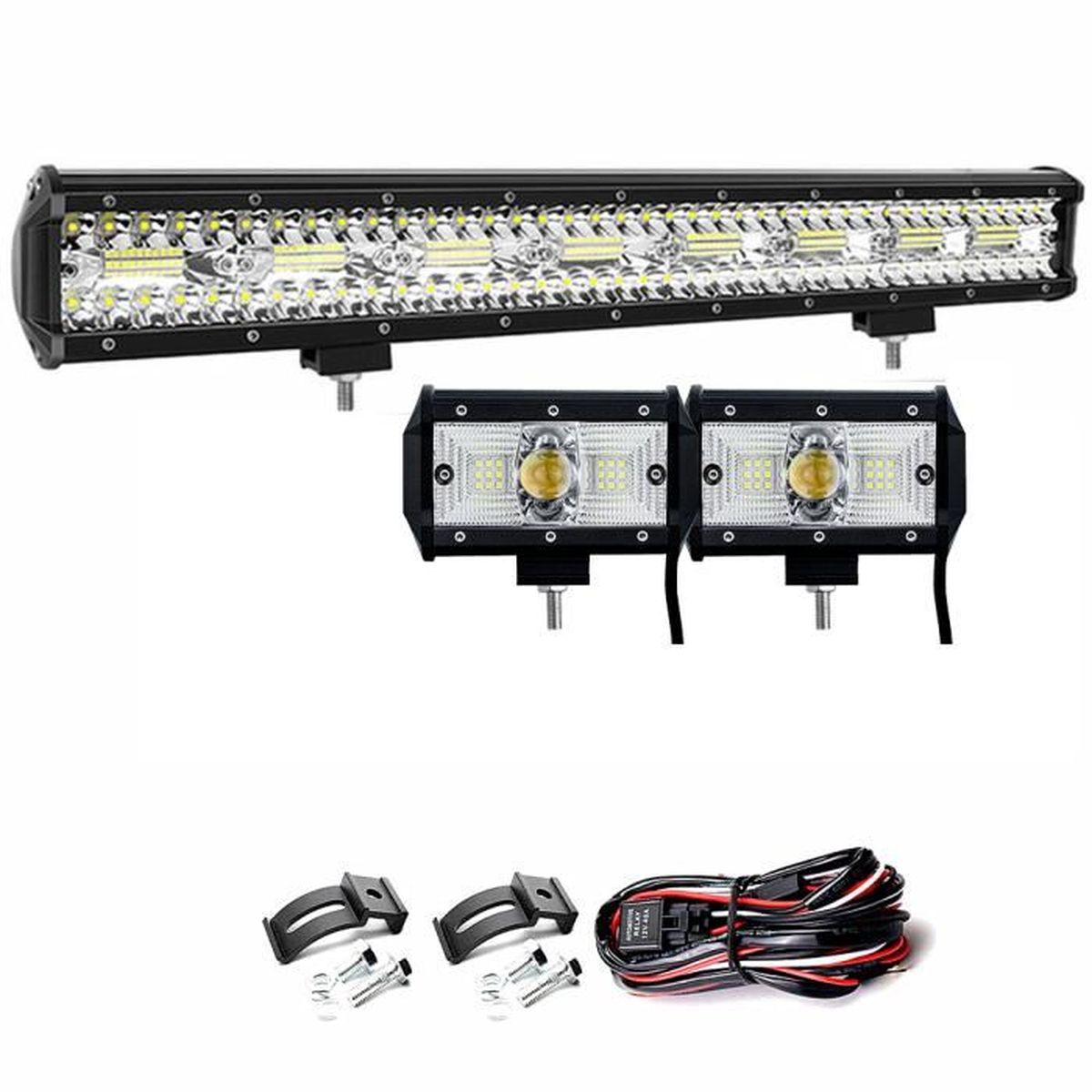 3 rangée 23" 640W Barre Rampe LED Phare de Travail LED Flood Spot Feux ...