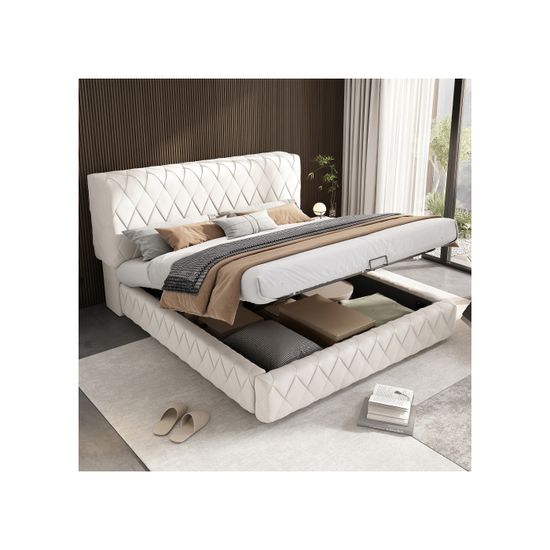 OKWISH Lit adulte lit double 160x200cm - Lit 2 places avec rangement et ...