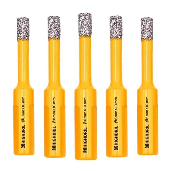 Lot de 5 forets diamantés de 6 mm de diamètre – Scie cloche brasée sous ...