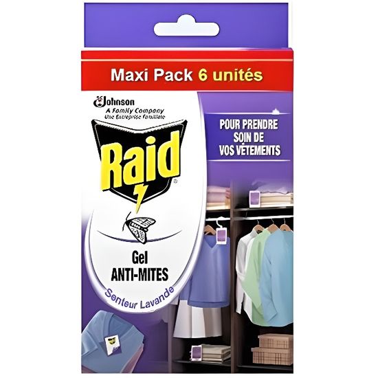 Raid Gel Anti-Mites, Senteur Lavande, Maxi Pack, Pack de 6 - Cdiscount ...