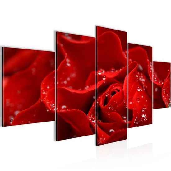 Runa art Tableau Décoration Murale Fleurs Roses 200x100 cm - 5 Panneaux ...