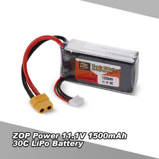 ZOP Power 3S LiPo Batterie 11.1V 1500mAh 30C XT60 Fiche pour 180 210 250 Racing Drone Quadcopter ...