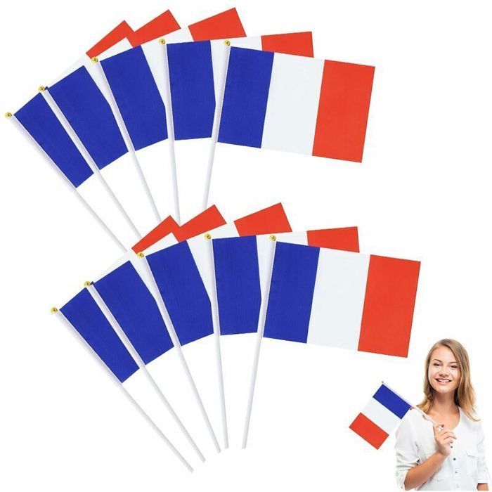 GABRIELLE Lot De 100 Petits Drapeaux Français Avec Baguette En ...