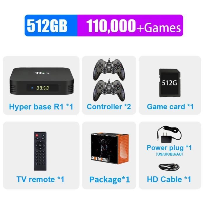 R1-512G-218-2 - Dean-Consoles de jeux vidéo, 4K HD, 110000 jeux rétro, PSP, PS1, N64, MAcloser ...