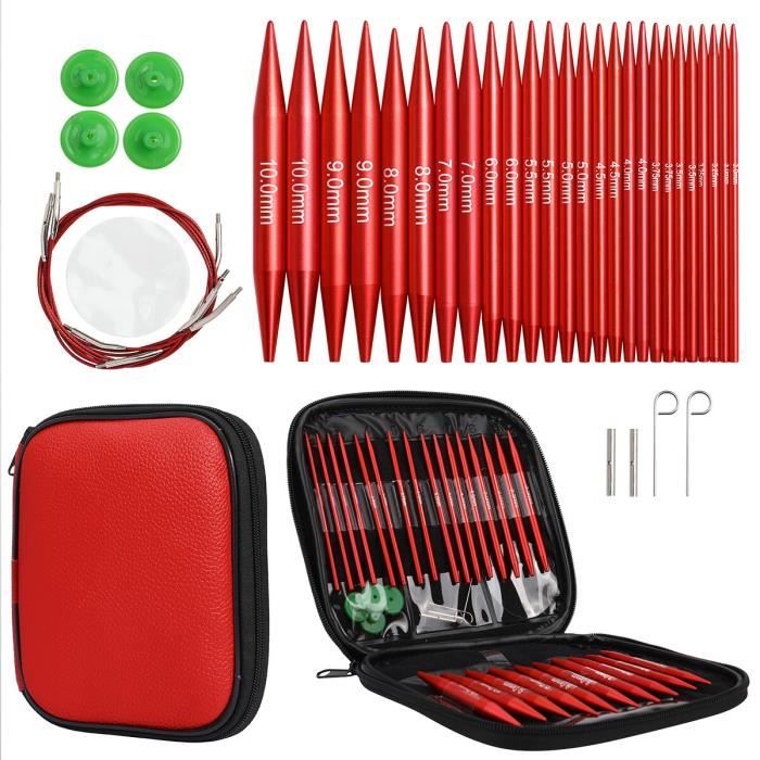 Kit de couture,Nouvelles aiguilles à tricoter circulaires en aluminium ...