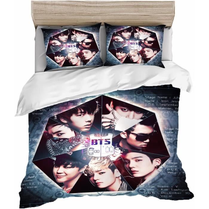 Bts Parure De Lit 135 X 200 Cm, Tbs Bangtan Boys Housse De Couette Avec Taie D'Oreiller Bts En ...