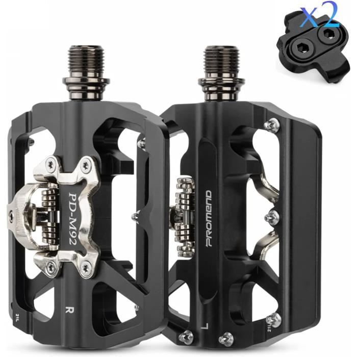 Pédales de VTT SPD plates à double plateforme avec crampons - Mixte ...