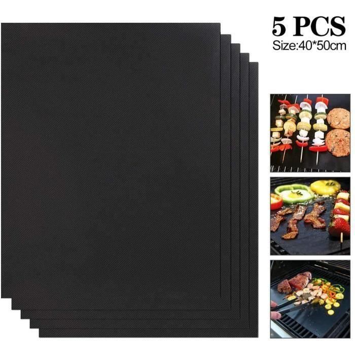 Tapis de Cuisson - Set de 5 Tapis de Barbecue 40 * 50cm -Feuilles de ...