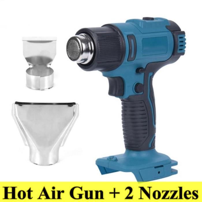 Pistolet à air chaud - pistolet à Air chaud portable réglable sans fil, avec 2 buses, pistolet ...