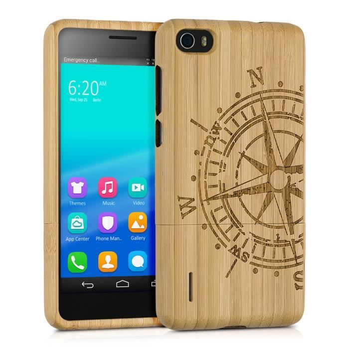 Kwmobile Coque Huawei Honor 6 - Étui de protection rigide en bois de ...