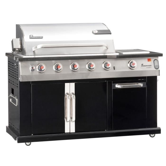 LANDMANN Barbecue à gaz 4 brûleurs Avalon - 152x68x119cm - Noir ...