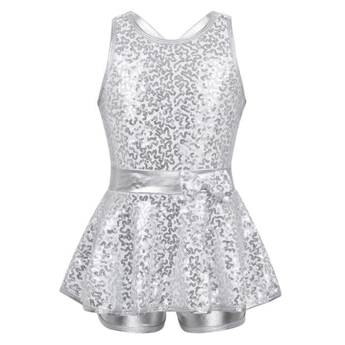 Yizyif Enfant Fille Justaucorps Danse Paillette Sans Manches Leotard