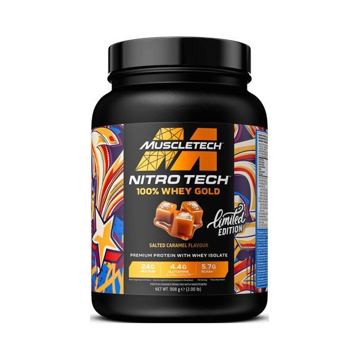 Whey isolate MuscleTech - Nitro-Tech Whey Gold - Salted Caramel 908g - Cdiscount Sport