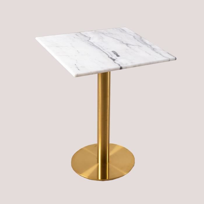 SKLUM Table de Bar Carrée en Marbre Chack Metallic Doré 60 cm Blanc ...