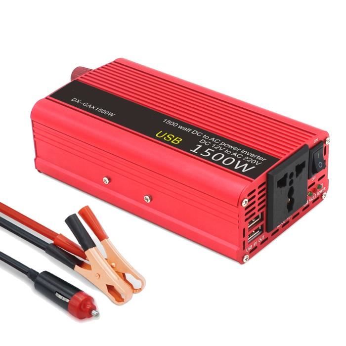 1500W DC 12V à AC 220V Portable Voiture Onduleur Chargeur Convertisseur Adaptateur Prise ...