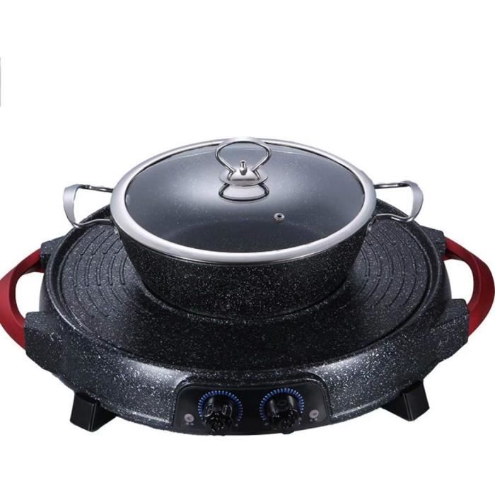 GQF BBQ électrique intérieur Hot Pot Multi-Fonction 2300W Double Bouton ...