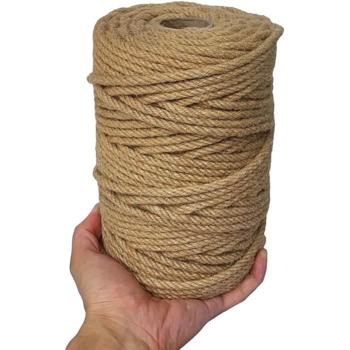 ILIKEEC Corde en jute épaisse de 6 mm - 4 plis - Pour art floral ...