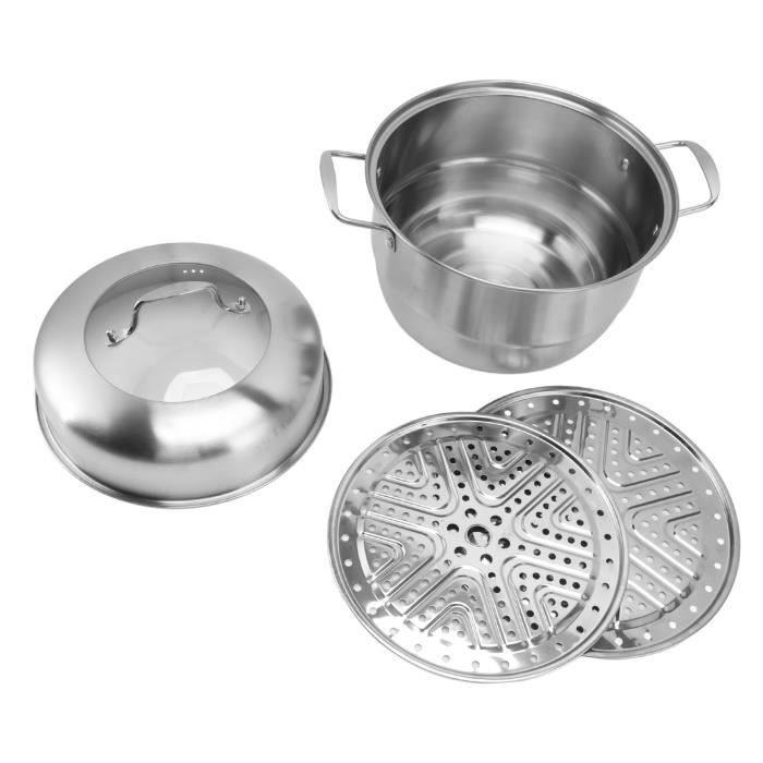 TMISHION Marmite vapeur Marmite à vapeur en acier inoxydable avec poignées des deux côtés ...