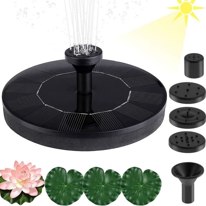Petite Pompe Solaire Pour Fontaine 1W Avec 4 Buses, 1 Fleur De Lotus Artificielle Flottante, 3 ...