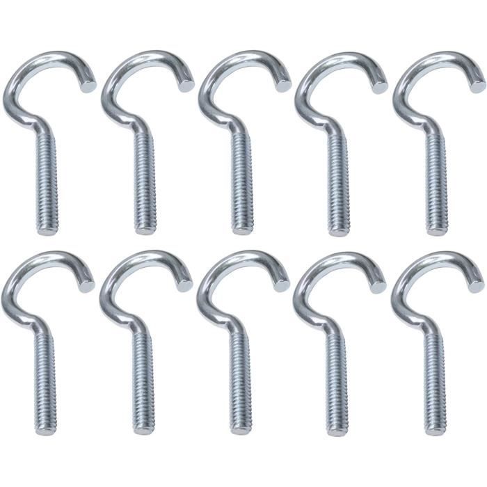 C47832 - Lot De 10 Pièces - Crochet À Visser M4X40 - Ø4X40Mm - En Acier Zingué - Bricolage ...