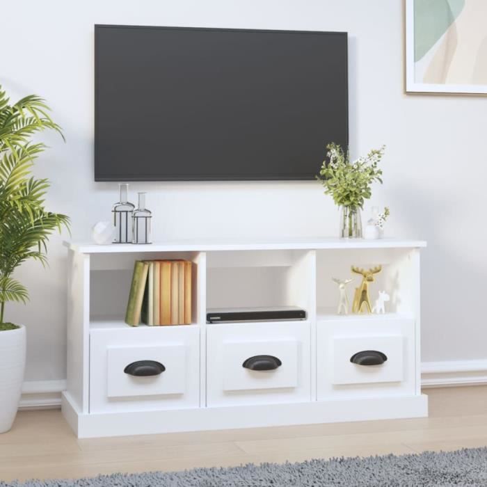 VidaXL Meuble TV blanc 100x35x50 cm bois d'ingénierie 816288 ...