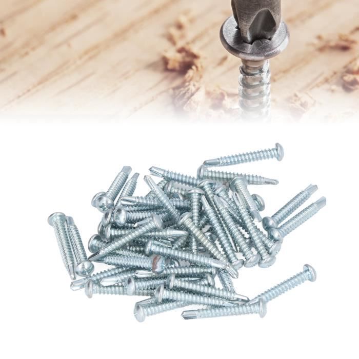 FHE Vis autoperceuse Lot de 50 vis auto-perceuses en acier au carbone 4,8 x 32 mm pour ...