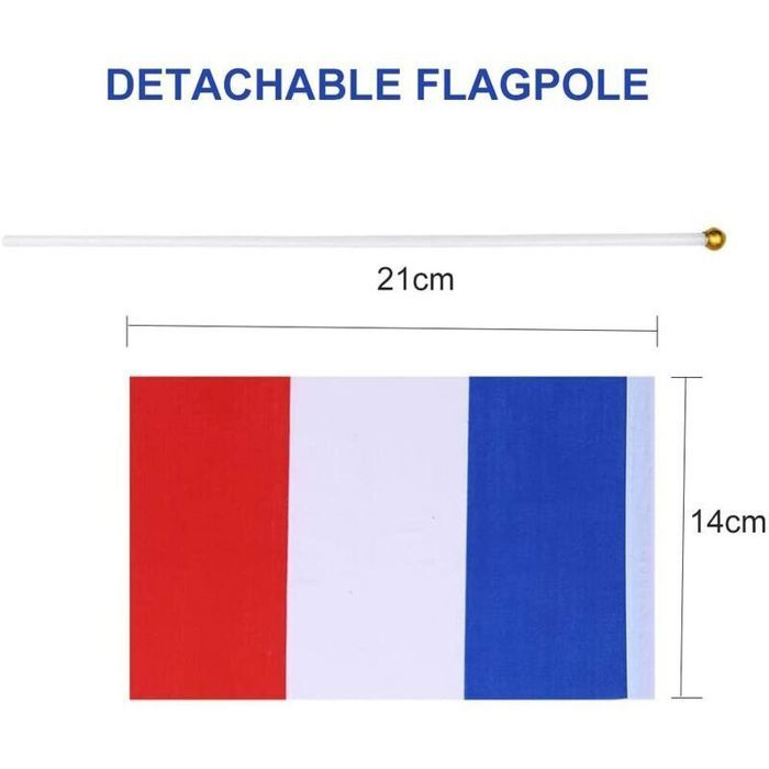 GABRIELLE Lot De 100 Petits Drapeaux Français Avec Baguette En ...